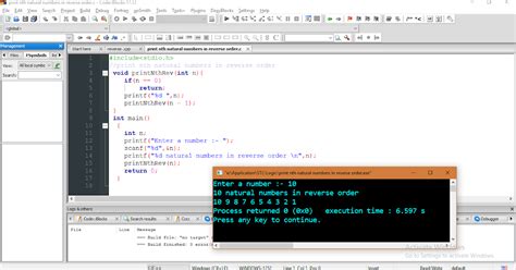 Program In C And C To Print Nth Natural Numbers In Reverse Order Using Recursive Function