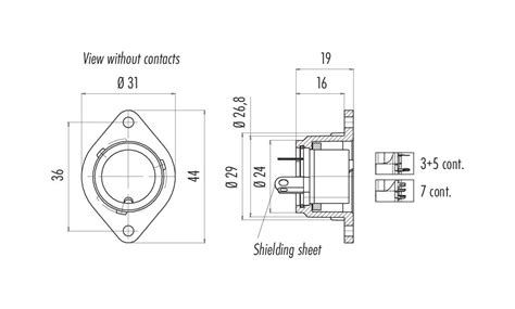 Bayonet Female Panel Mount Connector Ip40 Shieldable Contacts 3