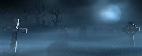 350 Tombstones On A Spooky Misty Graveyard Full Moon At Night Stock