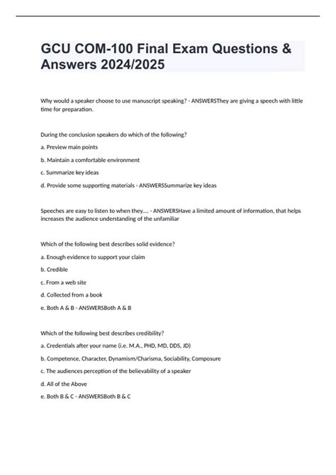 Gcu Com 100 Final Exam Questions And Answers 2024 2025 Gcu Com 100 Stuvia Us