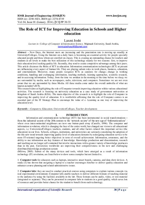 Pdf Iosr Journal Of Engineering Iosrjen The Role Of Ict For
