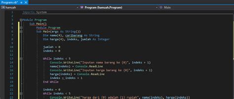 Contoh Membuat Script Pemograman Menggunakan Visual Basic