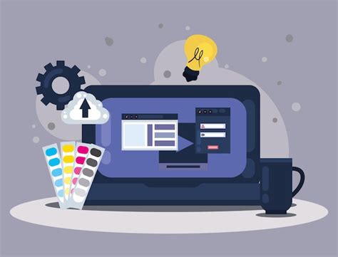 Premium Vector Laptop With Web Design Scene