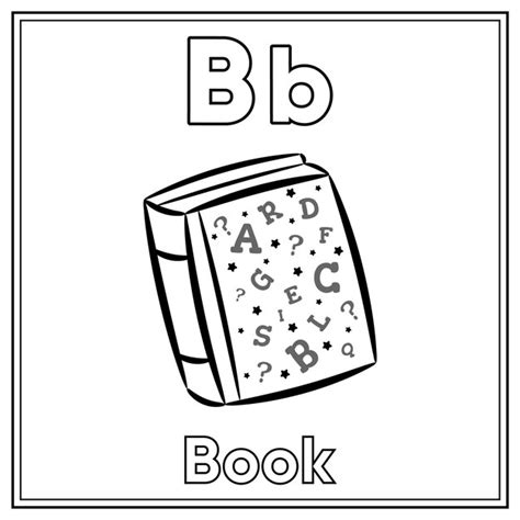 Alfabeto Flashcard Letra B Con Lindo Libro Dibujo Boceto Para Colorear
