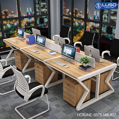 Cụm Bàn Làm Việc Chữ M 6 Người C0836 Luso Furniture