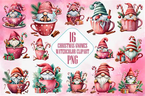 Christmas Gnomes Watercolor Clipart Graphic By Robertsart · Creative