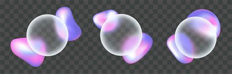 3d Glass Morphism Circle Ball With Hologram Blob Shape Blur Effect