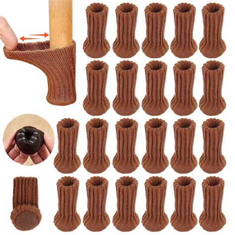 PCs Knitted Chair Leg Protectors Non Slip Double Thickness Reduce Noise Brown Walmart