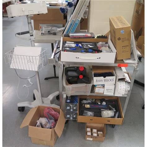 Rolling Cart And Contents Tools Axis Blocks Laserjet Ink Blocker