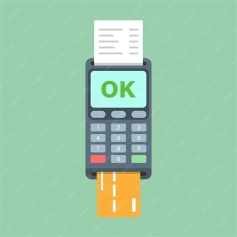 평면 스타일의 Pos 지불 기계 아이콘 격리 된 배경 은행 거래 기호 비즈니스 개념에 온라인 지불 벡터 일러스트 레이 션 프리미엄 벡터