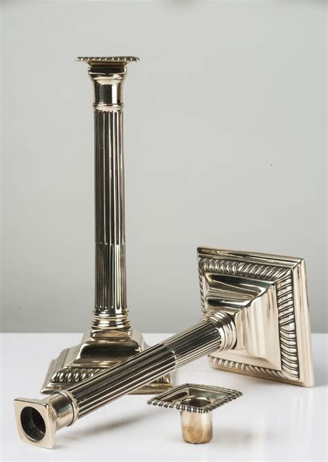 Neo Classical Brass Candlesticks Bada