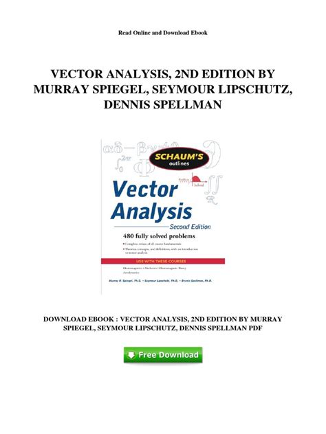Vector Analysis 2nd Edition By Murray Spiegel Seymour Lipschutz Dennis