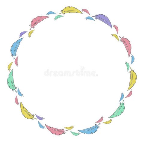 Feather Art Drawn Round Frame Stock Vector Illustration Of Decor