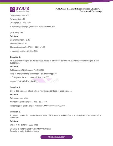 Selina Solutions Class 8 Concise Maths Chapter 7 Percent And Percentage
