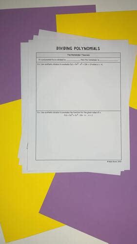 Polynomial Functions Printable Guided Notes Bundle Algebra 2 Curriculum