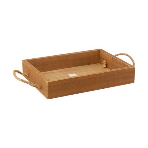Wooden Tray With Rope Handles Medium