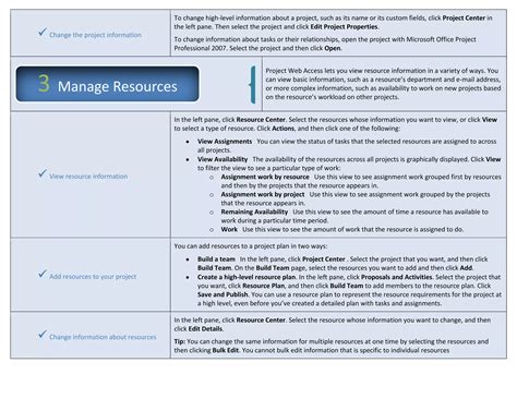 Project Web Access Quick Reference Guide For Team Members Docx