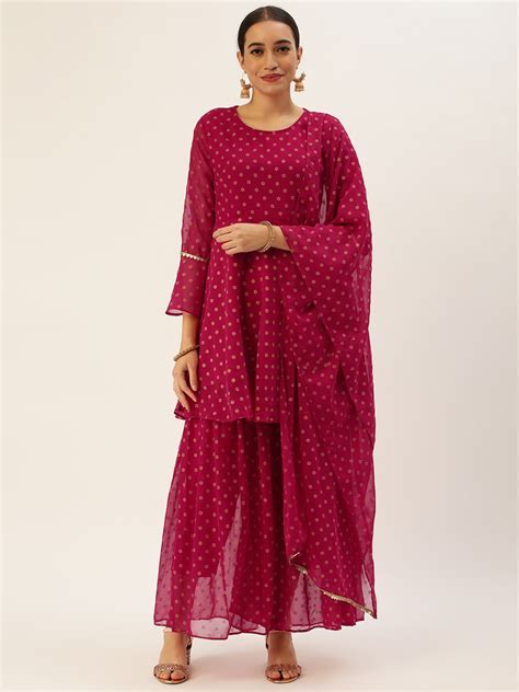 Buy Swagg India Women Ethnic Motifs Empire Kurti With Sharara And With