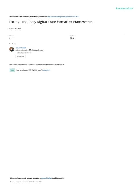 Part 2 The Top 5 Digital Transformation Frameworks Article Pdf Business Model Strategic