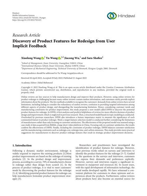 Pdf Discovery Of Product Features For Redesign From User Implicit
