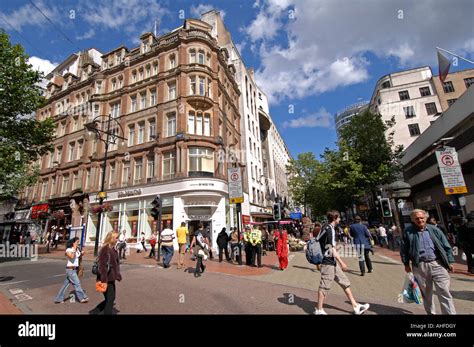 Birmingham City Centre Street Scene New St Corner Of Corporation St