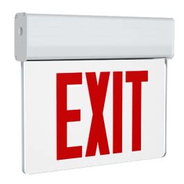 RAB EXITEDGE 1W E Edgelit LED Exit Sign Single Face Battery Backup Red Letters Clear
