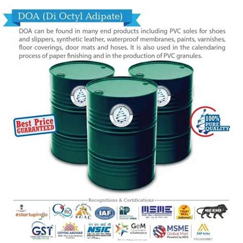 Adipates Doa Dioctyl Adipate Grade Industrial Grade Packaging Size At Kg In Nashik
