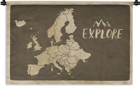 Wandkleed EuropakaartenKerst Illustraties Vintage Europakaart Met De