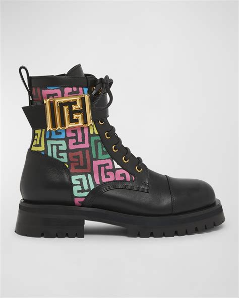 Balmain Charlie Multi Monogram Ranger Booties Neiman Marcus