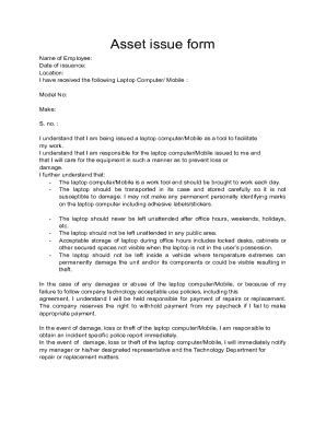 Fillable Online Asset Issue Form Fax Email Print PdfFiller