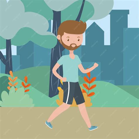 공원에서 남자 만화 무료 벡터