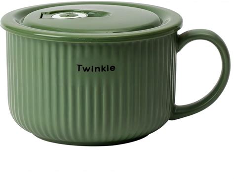 Mehrido Ceramic Soup Bowls With Handle And Vented Lid 750ml Large Soup