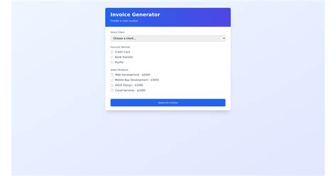 Invoice Generator Free React Tailwind Component