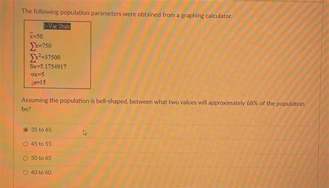 solved the following population parameters were obtained