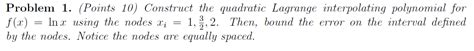 Solved Problem 1 Points 10 Construct The Quadratic