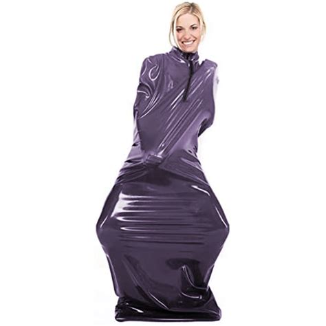 페티쉬 Pvc 속박 미라 젠타이 반짝이 가짜 가죽 침낭 앞 지퍼 스판덱스 바디 슈트 젖은 모양 Catsuit 에로틱 한 의상