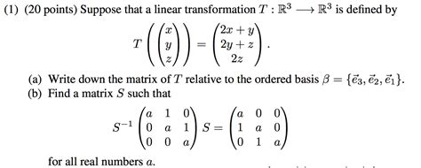 Solved Suppose That A Linear Transformation T R Chegg