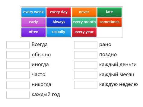 Adverbs Of Frequency Time Markers Сопоставить