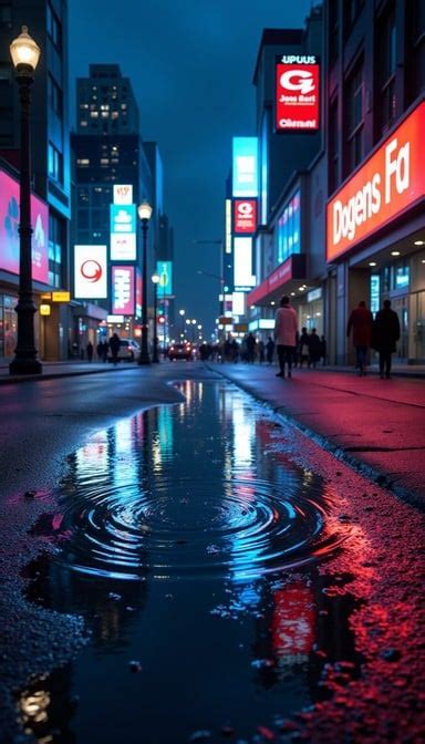Free Neon Reflections Puddle Image Neon Reflections Puddle