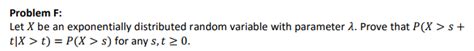 Solved Problem F Let X Be An Exponentially Distributed
