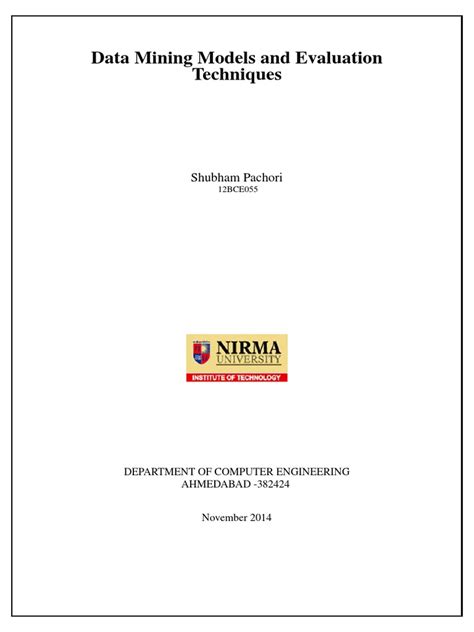 Data Mining Models And Evaluation Techniques Pdf Statistical