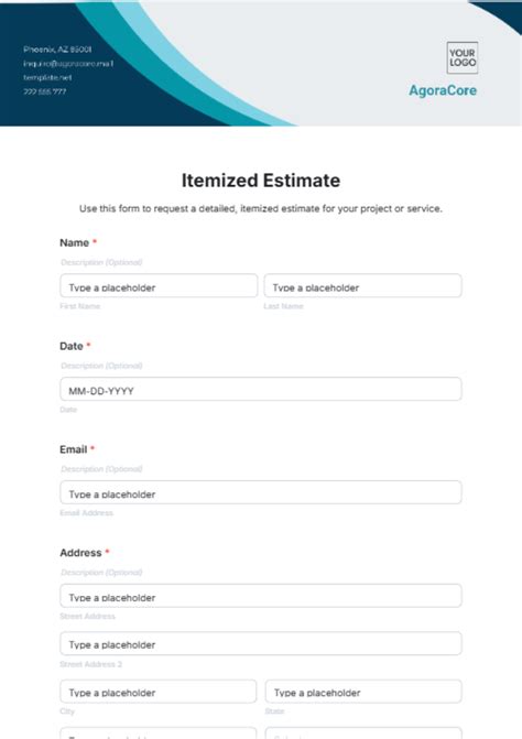Free Cost Estimate Templates Editable And Printable