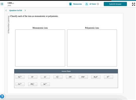 Solved ∞ ﻿classify Each Of ﻿the Ions As ﻿monoatomic Or