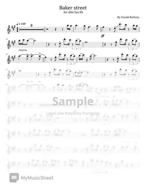 Gerald Rafferty Baker Street For Alto Sax Solo Sheets By Poon