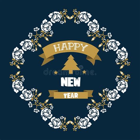 Decoration Of Leaf Flower Frame For Greeting Card Celebration Happy New