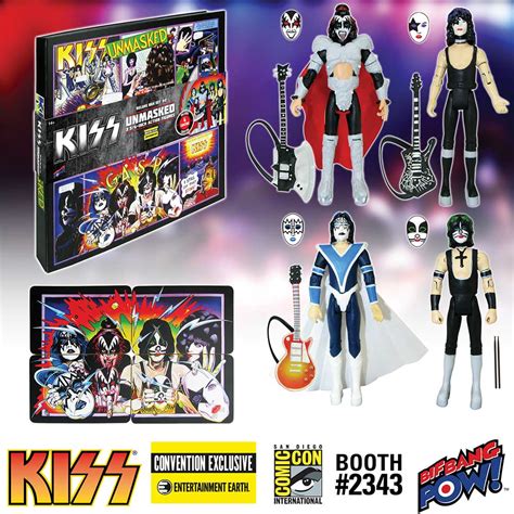 Bif Bang Pow Sdcc 2016 Unmasked Kiss 375 Inch Deluxe Figure Set The