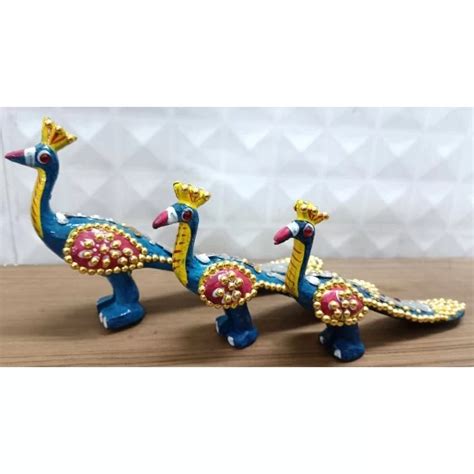 Buy Handmade Meenakari Metal Peacock Standing Item Online