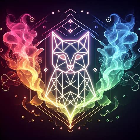 Premium Photo Cat Silhouette With Colorful Shapes