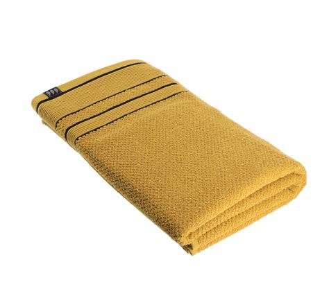 Lot De 6 Draps De Bain 100 Coton Bicolore Jaune Ocre Et Noir 90 X 150