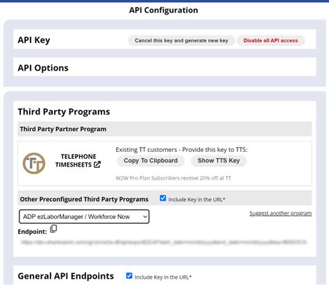 api preconfigured 3rd party program exports pro plan whentowork